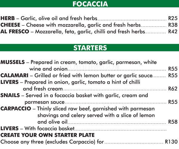 Al Fresco Menu, Menu for Al Fresco, Honeydew, Roodepoort - Zomato SA