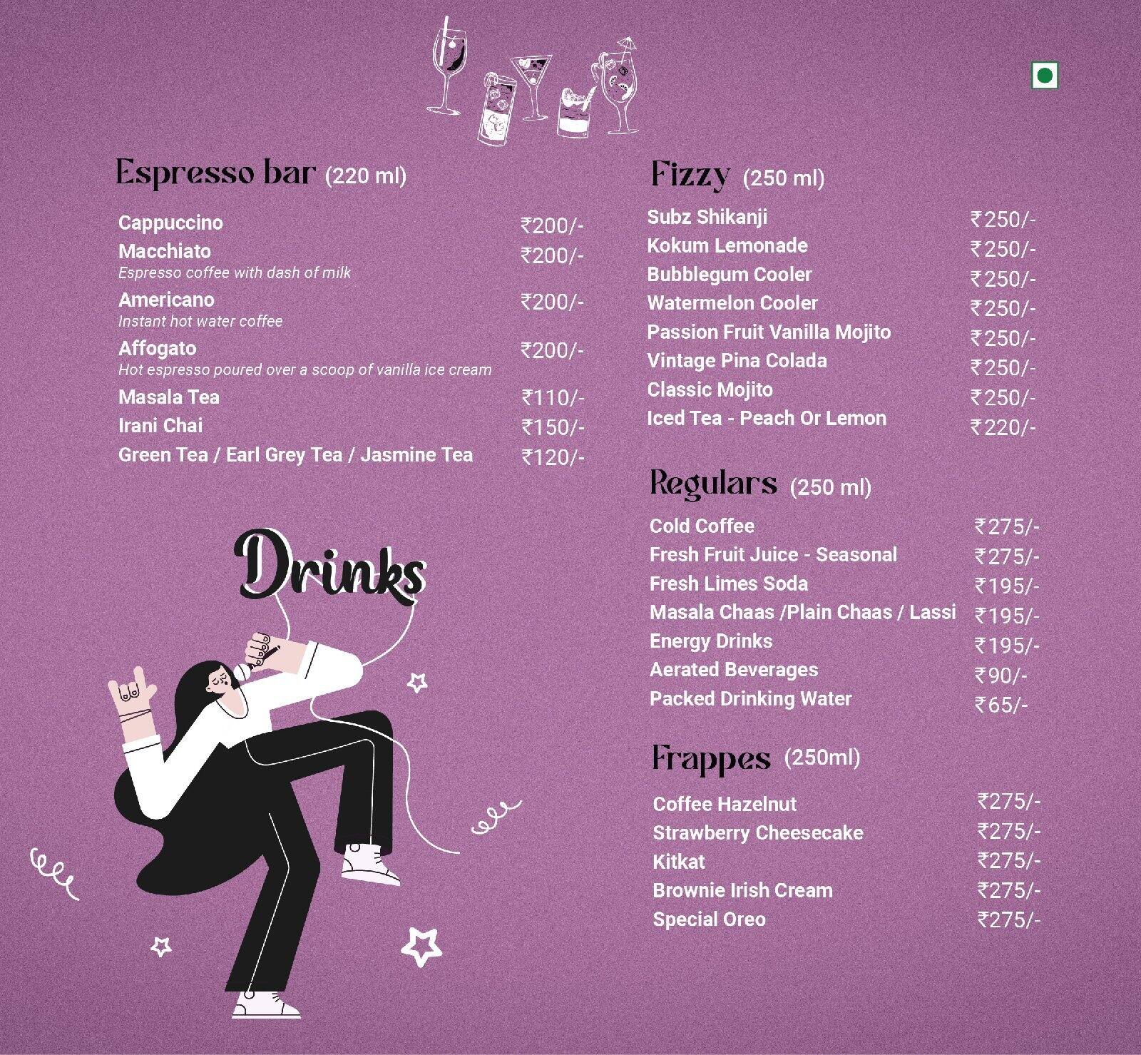 Menu of Cafe Piano - The Grand Bhagwati, Bodakdev, Ahmedabad