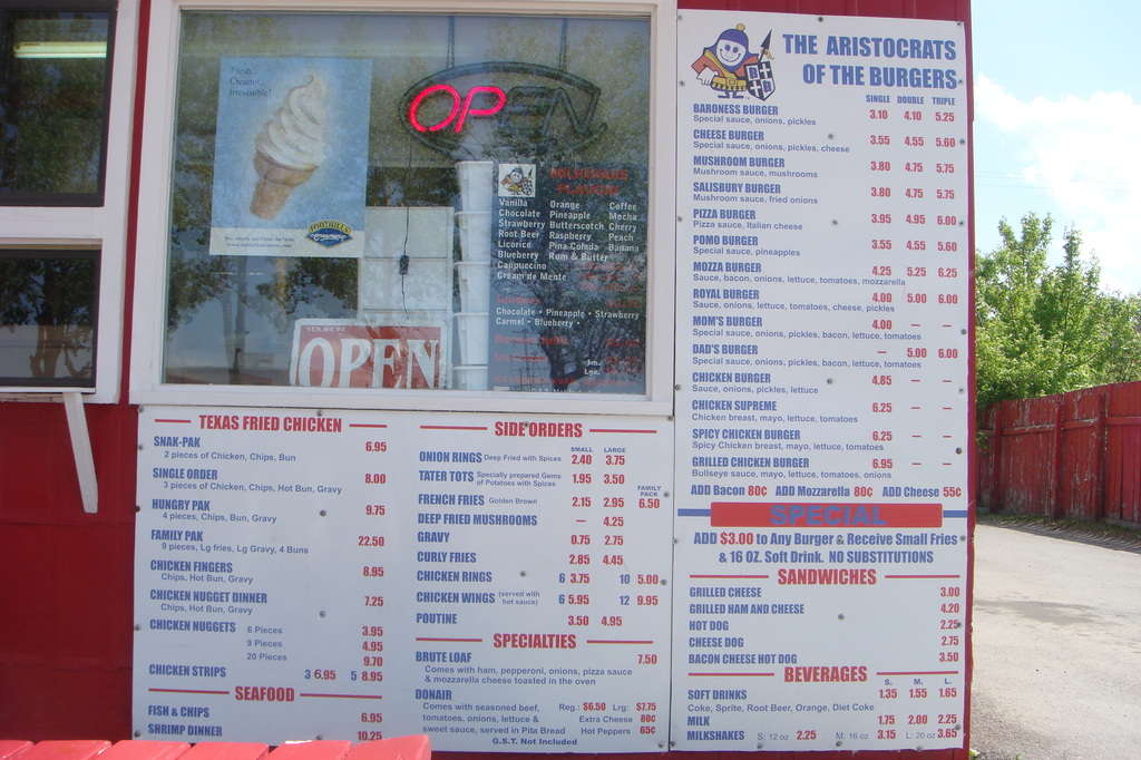 Burger Baron Menu, Menu for Burger Baron, Carstairs, Carstairs ...