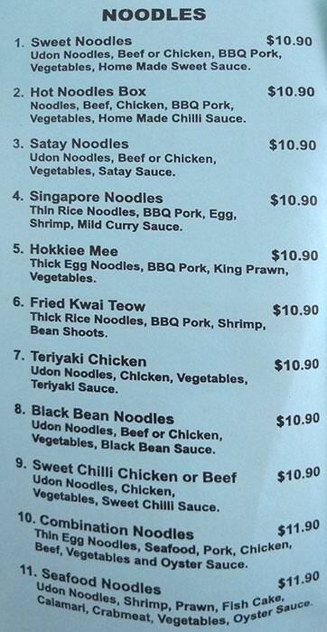 Menu at Dancing Wok fast food, Endeavour Hills