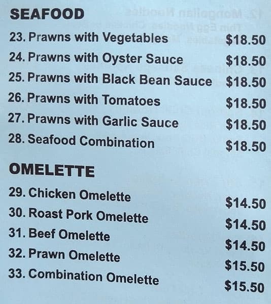 Menu at Dancing Wok fast food, Endeavour Hills