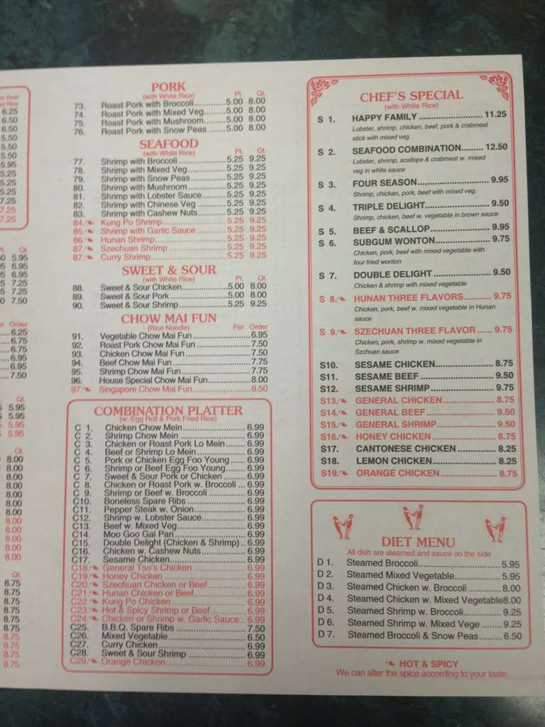 Menu at Panda Restaurant, Conway