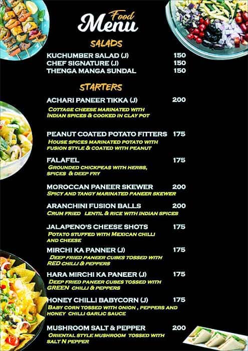 Menu of 18 Kafe, Nungambakkam, Chennai