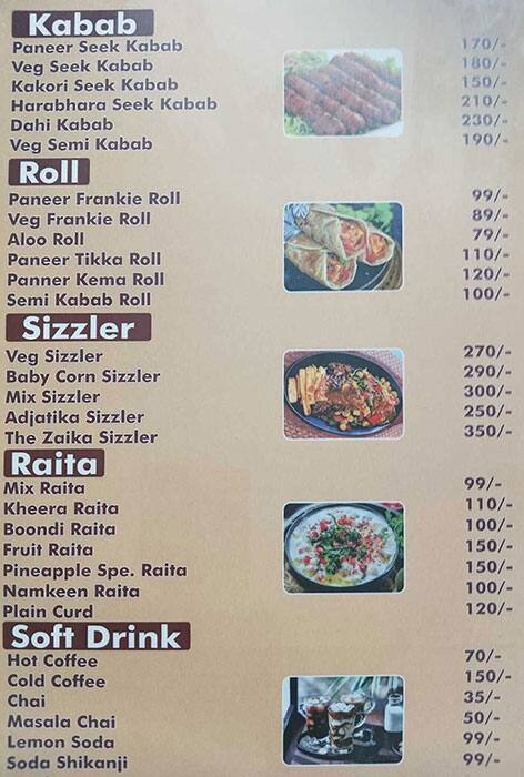 Menu of The Jayka Taste Of Hindustan, Aashiana, Lucknow