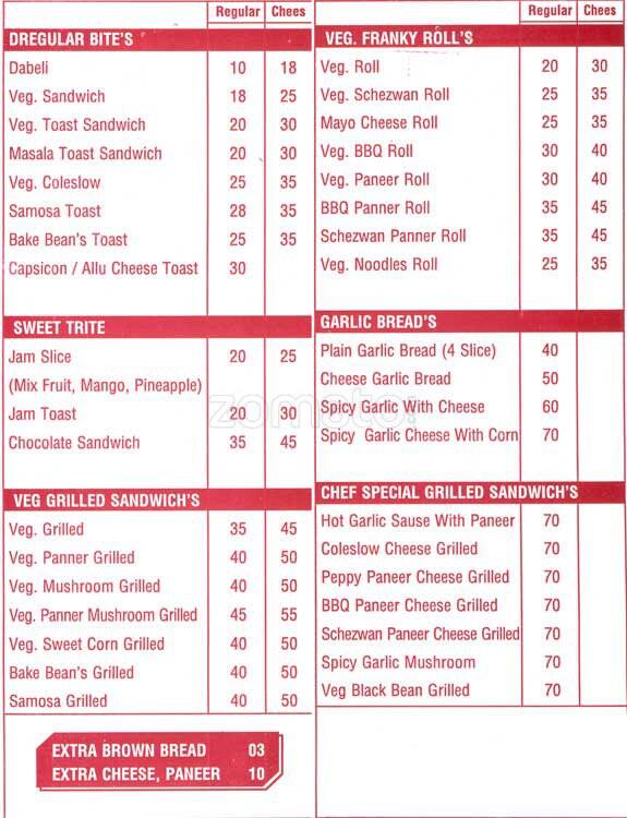 Menu at Pick N Pack, Mumbai