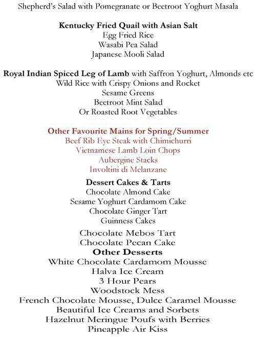 Menu at The Dining Room restaurant, Cape Town, 117 Sir Lowry Rd