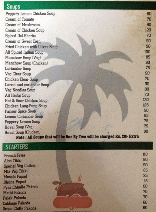 Menu at Degchi, Nashik