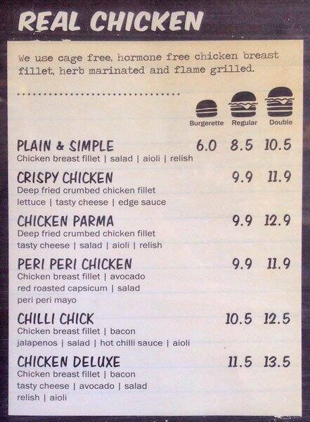 Menu at Burger Edge restaurant, Docklands, 850 Collins St