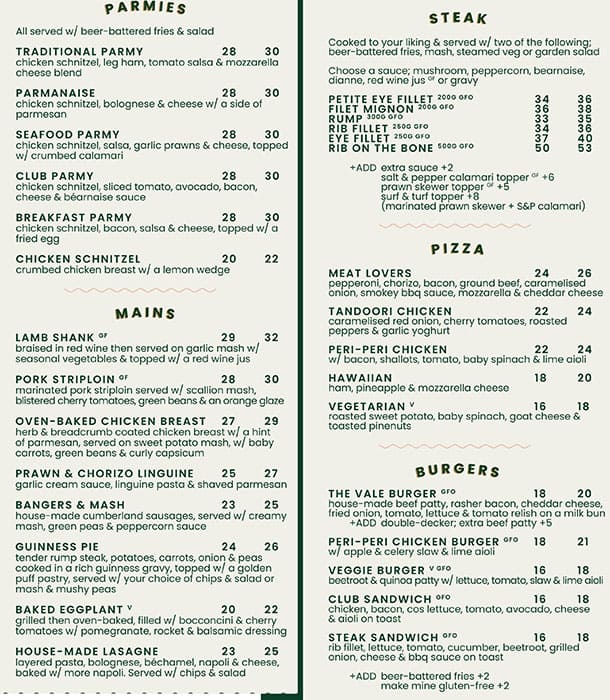 Menu at The Calamvale Hotel pub & bar, Calamvale, Compton Road
