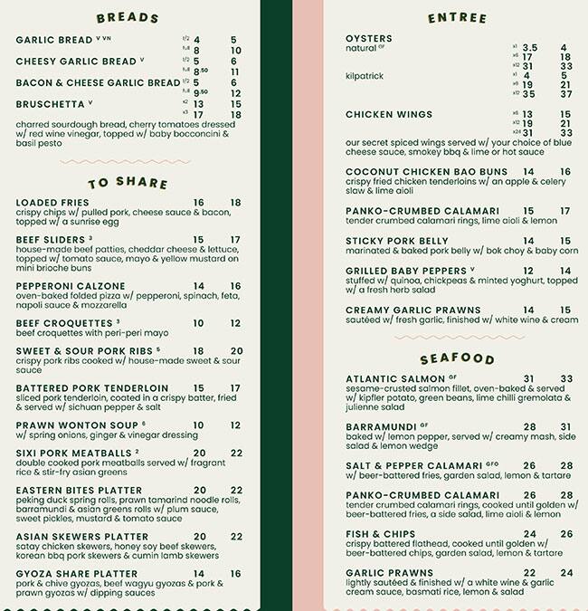 Menu at The Calamvale Hotel pub & bar, Calamvale, Compton Road