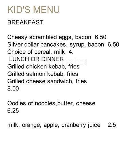 Menu at Lola restaurant, Seattle