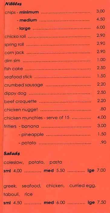 Menu at Champion Takeaway fast food, Christies Beach
