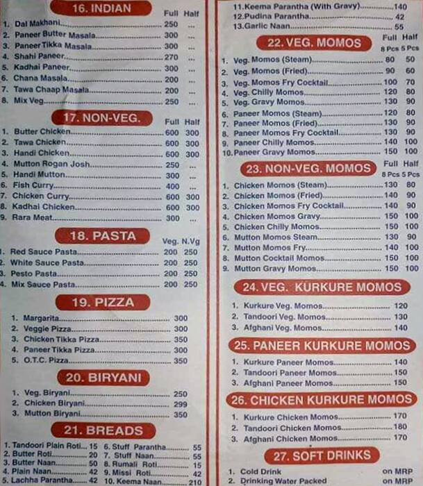 Menu of Curry Kebab Express, Paschim Vihar, New Delhi