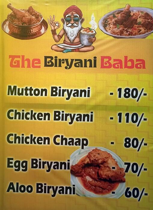 Menu of The Biryani Baba, Sodepur, Kolkata
