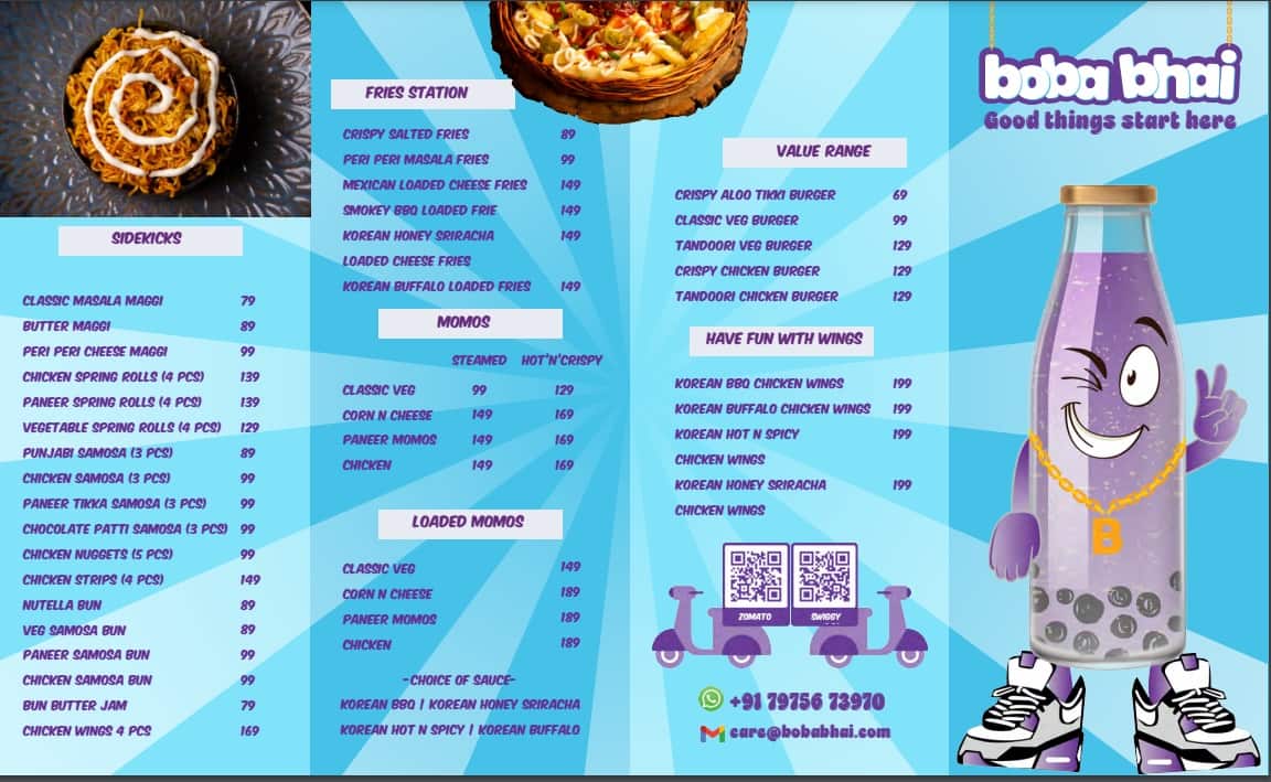 Menu of Boba Bhai, HSR, Bangalore Menu of Boba Bhai, HSR, Bangalore