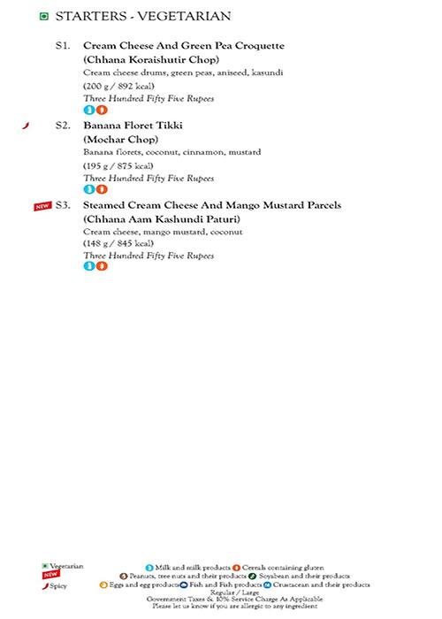 Menu of Oh! Calcutta, Veera Desai Area, Mumbai