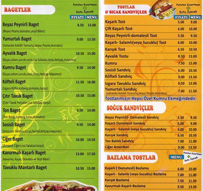 Menu at Organik Vitamin Sandvic, Ankara