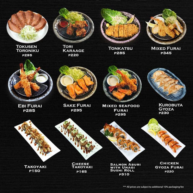 Menu at Hokkaido Ramen Santouka restaurant, San Juan, Promenade