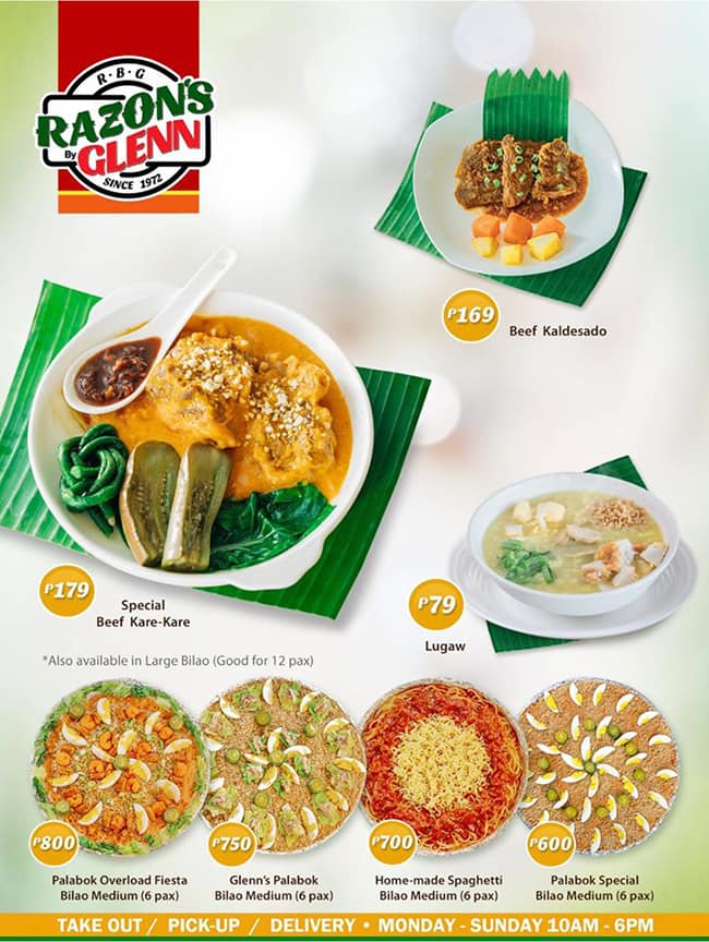 Menu at Razon's by Glenn restaurant, Marikina, Ground Floor