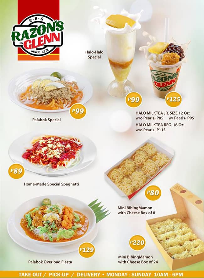 Menu at Razon's by Glenn restaurant, Marikina, Ground Floor
