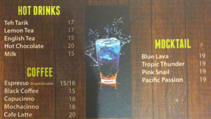 Menu at Barking Bean, Tangerang