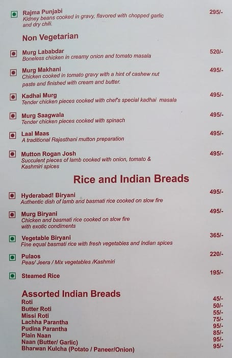 Menu at Legend Restaurant, Jaipur