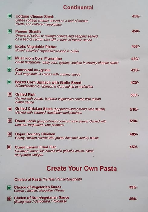 Menu at Legend Restaurant, Jaipur