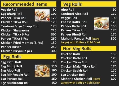 Menu at Kebab Junction, Jaipur