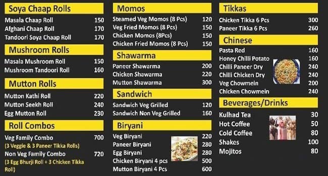 Menu at Kebab Junction, Jaipur