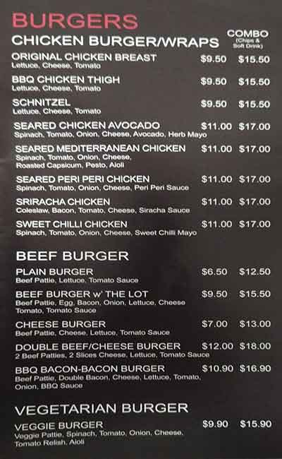 Menu at Hotts Cafe, Hoppers Crossing