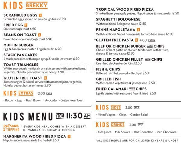 Menu at Groove Train restaurant, Brisbane City, 123 Eagle St