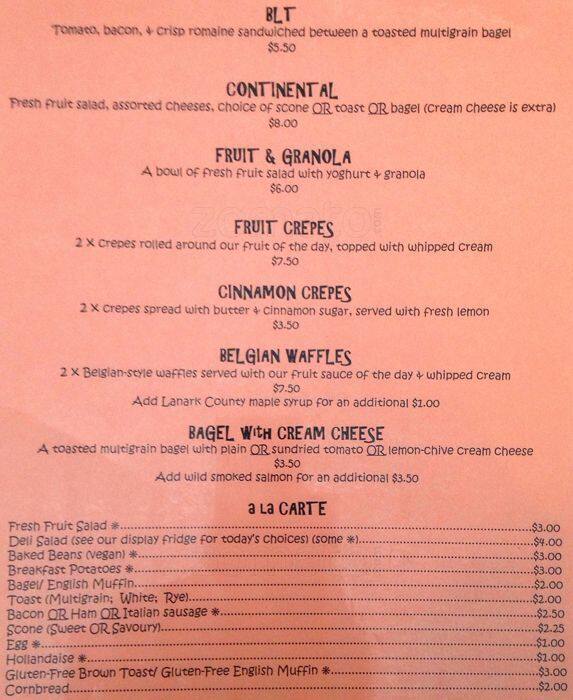 Menu at The Good Food Company cafe, Carleton Place