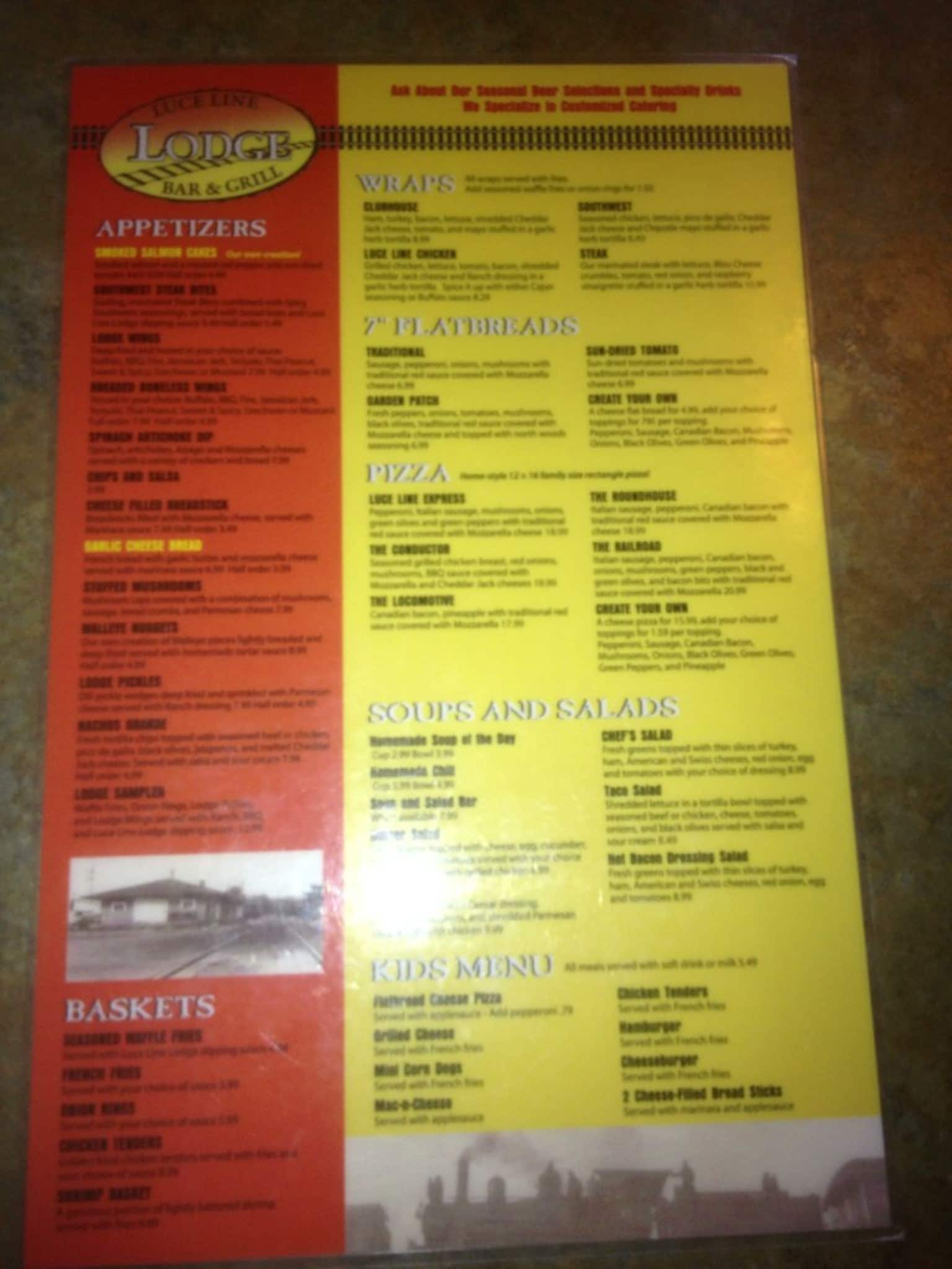 Menu at Luce Line Lodge pub & bar, Watertown