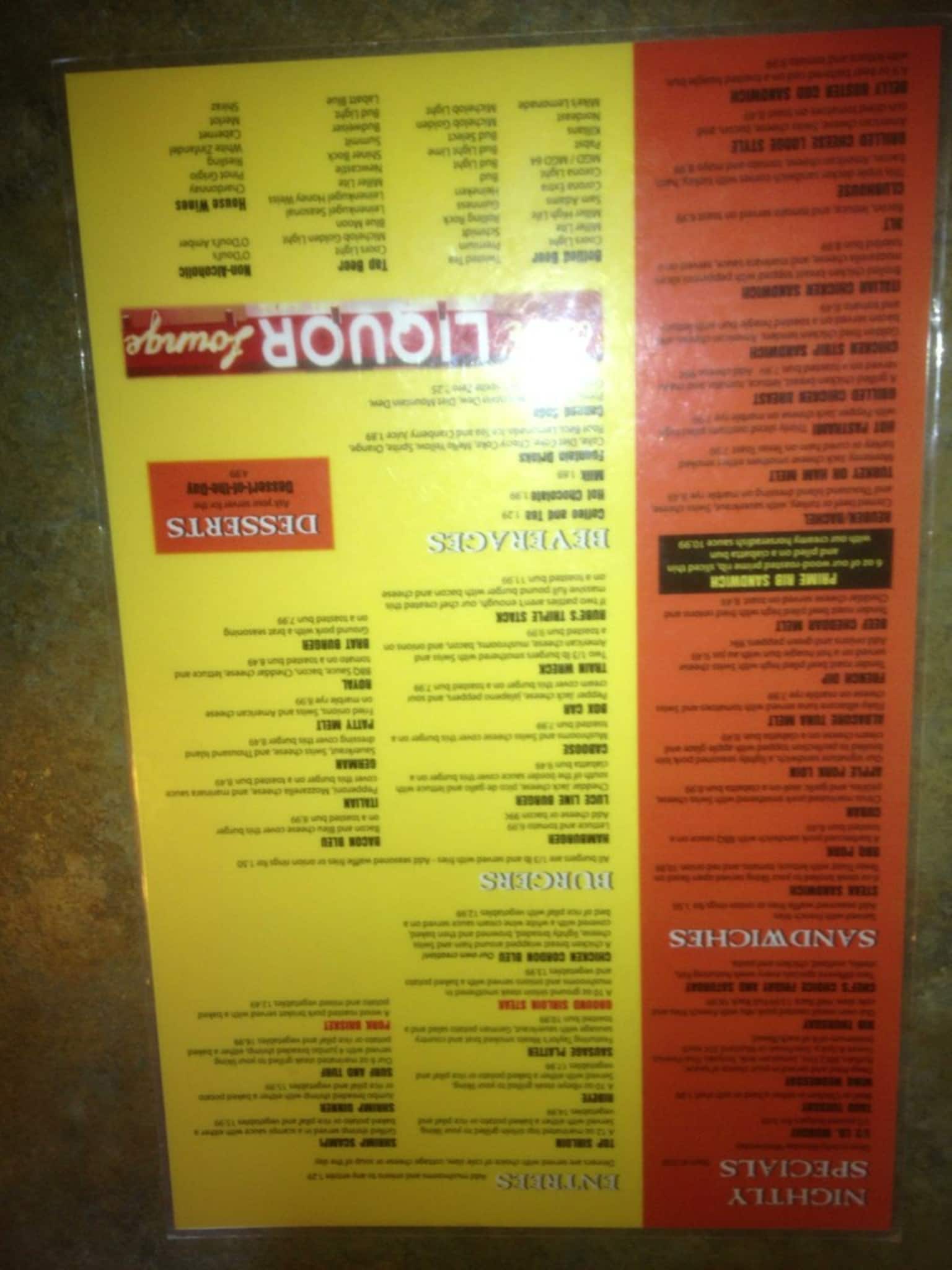 Menu at Luce Line Lodge pub & bar, Watertown