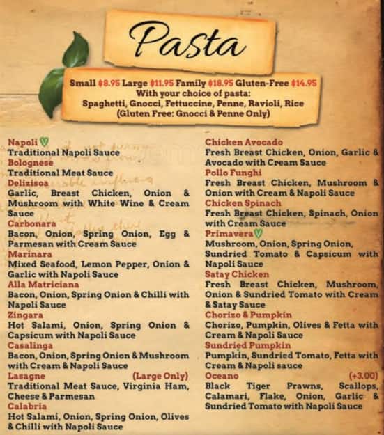 Menu at Giuseppe's Pizza Bittern restaurant, Bittern