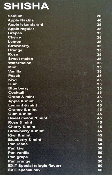 Menu of Exit Coffee Shop, Motor City, Dubai