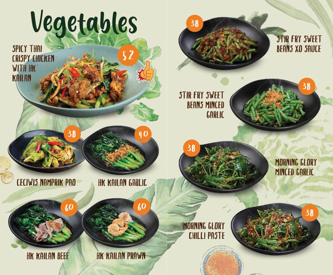 Menu at Thai Street restaurant, Sampora