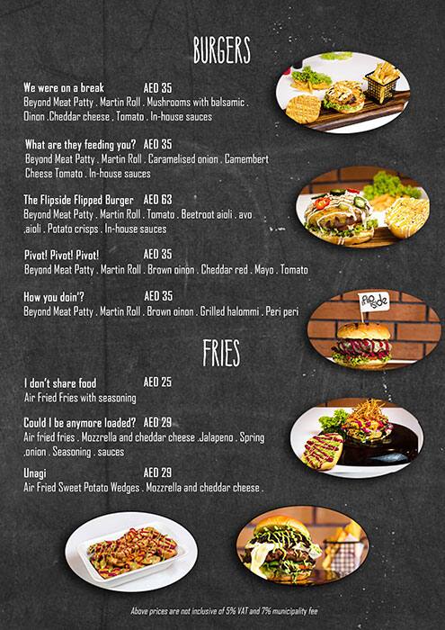 Menu at The Flipside Restobar, Dubai, Century Village