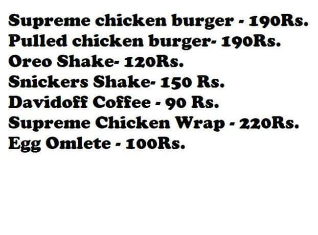 Menu of Goofy's Burger, Tilak Nagar, New Delhi