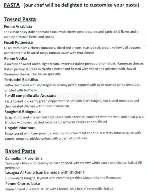Menu at Penne, Mumbai, 14