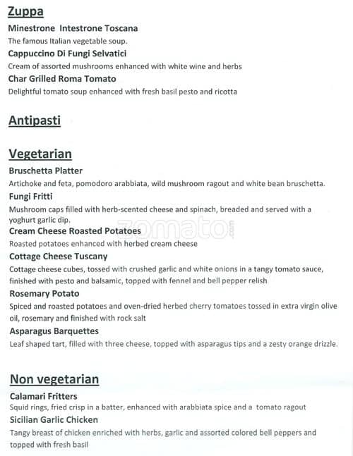 Menu at Penne, Mumbai, 14