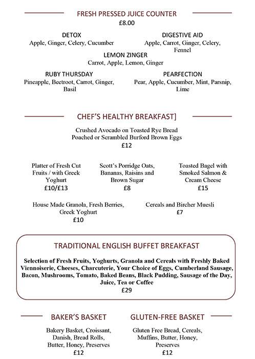 Menu at JW Steakhouse, London