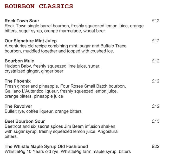 Menu at JW Steakhouse, London