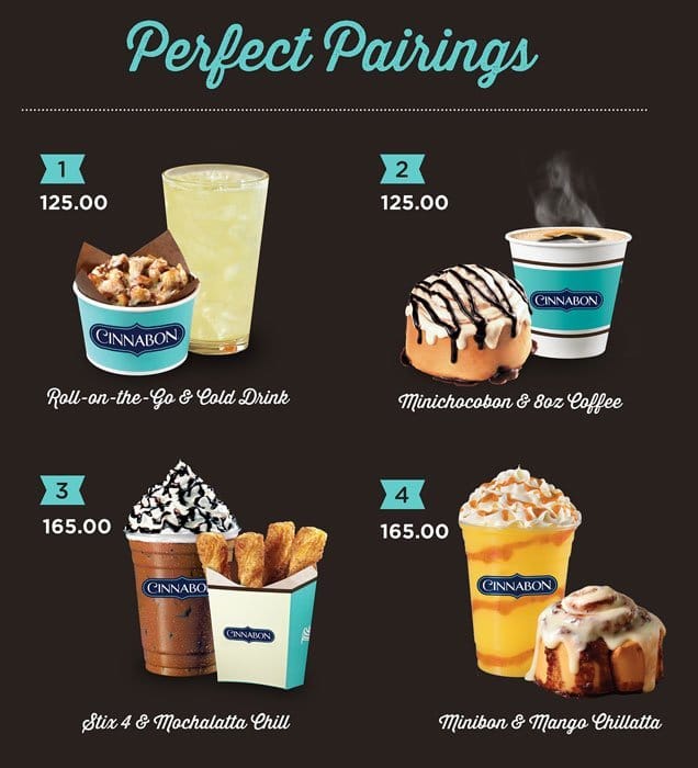 Menu at Cinnabon cafe, Quezon City, Robinson Galleria
