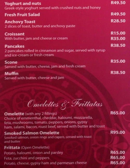 Menu at Limnos Bakers Cape Gate cafe, Cape Town, 0A Okavango Rd