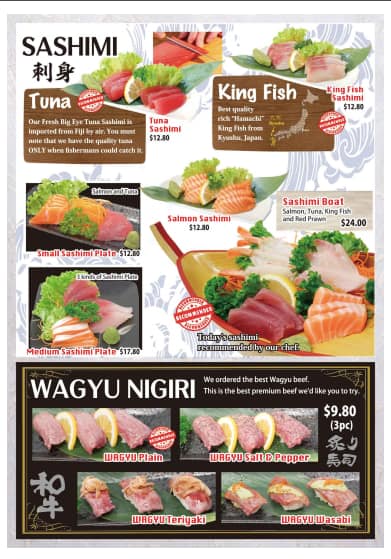 Menu at Kazu Restaurant, Wellington