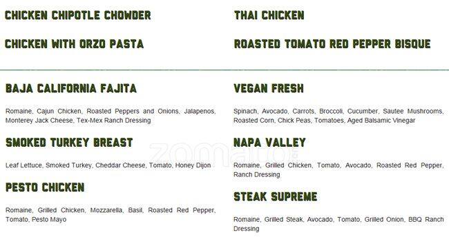 Menu at Fresh Fusion restaurant, Richmond Hill