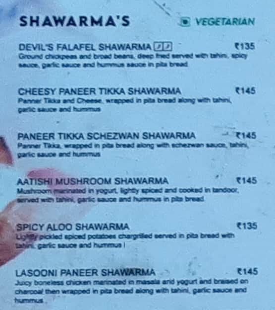 Menu at Marrakesh, Pune, Gate 648