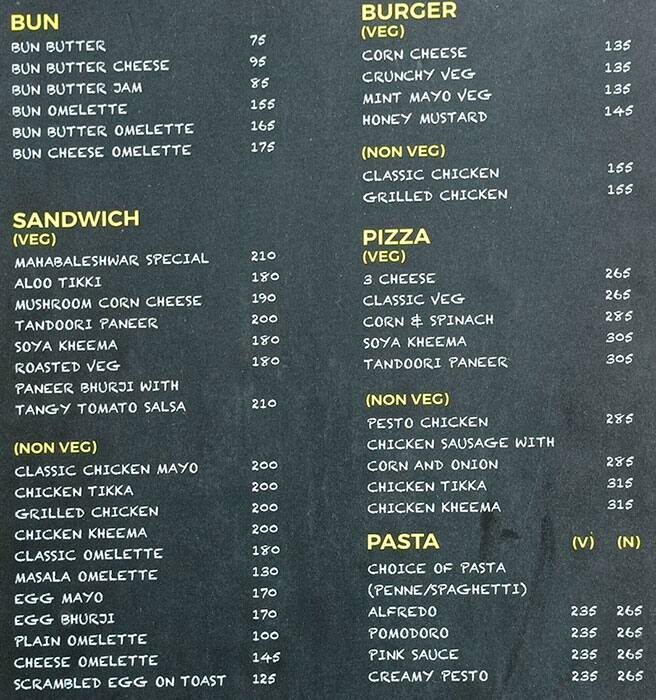 Menu at Mahabaleshwar Berry Bash, Pune, Millenium Plaza
