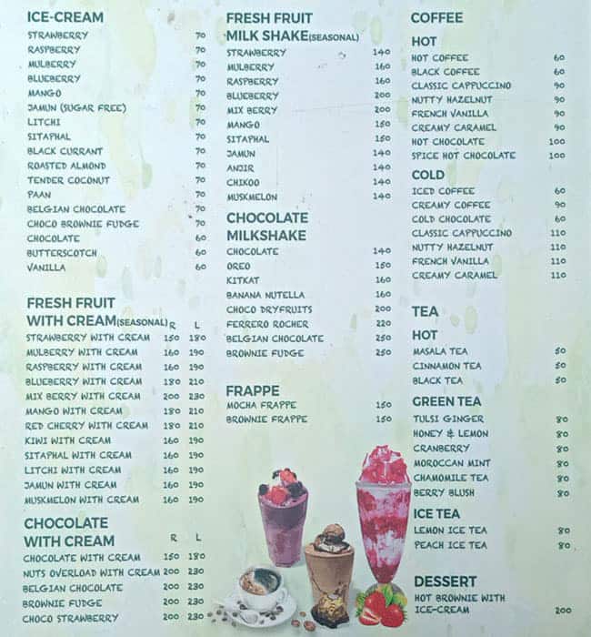 Menu of Mahabaleshwar Berry Bash, FC Road, Pune